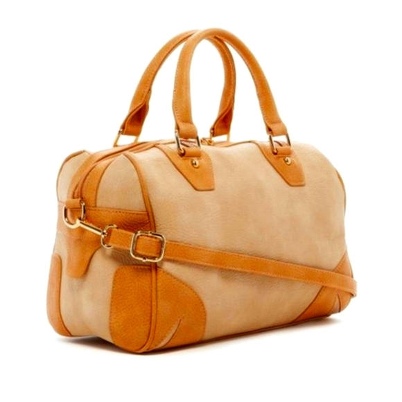 Pink Haley | Bags | Camel Cream Kiara Color Block Satchel | Poshmark